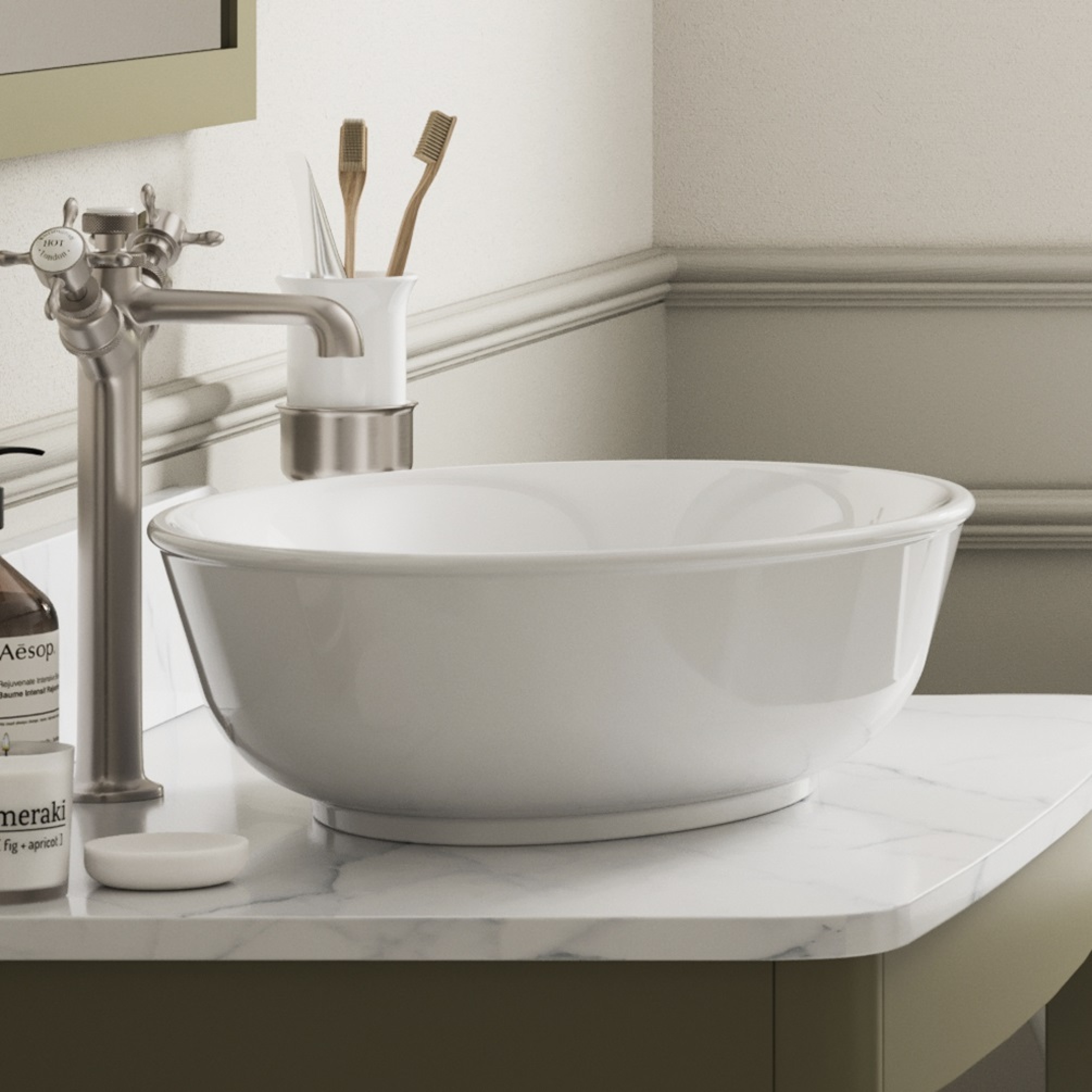 Burlington Guild 500 x 380 White Countertop Basin | Sanctuary